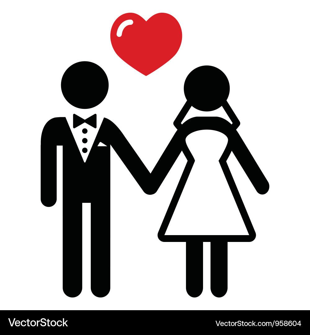Married Couple Icon - Romantic Hearts Royalty Free Vector
