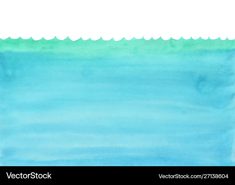 Ocean wave and under sea watercolor Royalty Free Vector