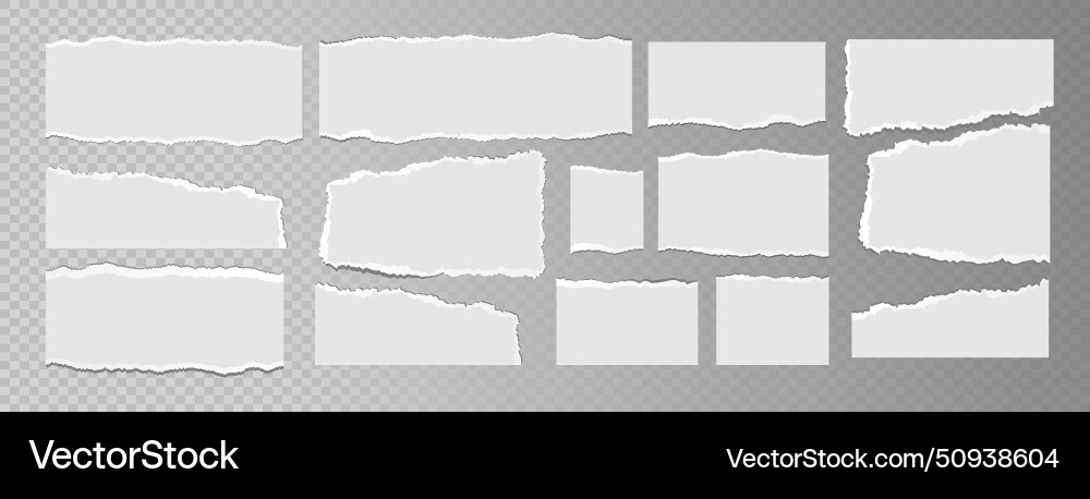 Realistic ripped white paper sheets isolated Vector Image