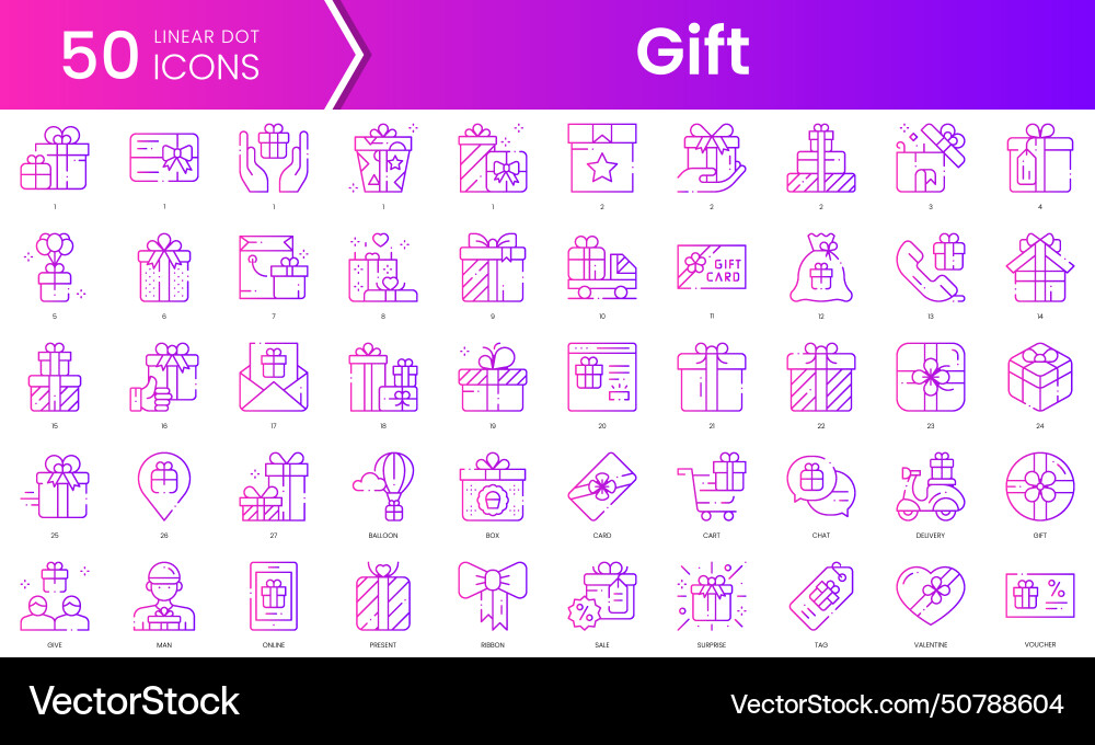 Set of gift icons gradient style icon bundle Vector Image