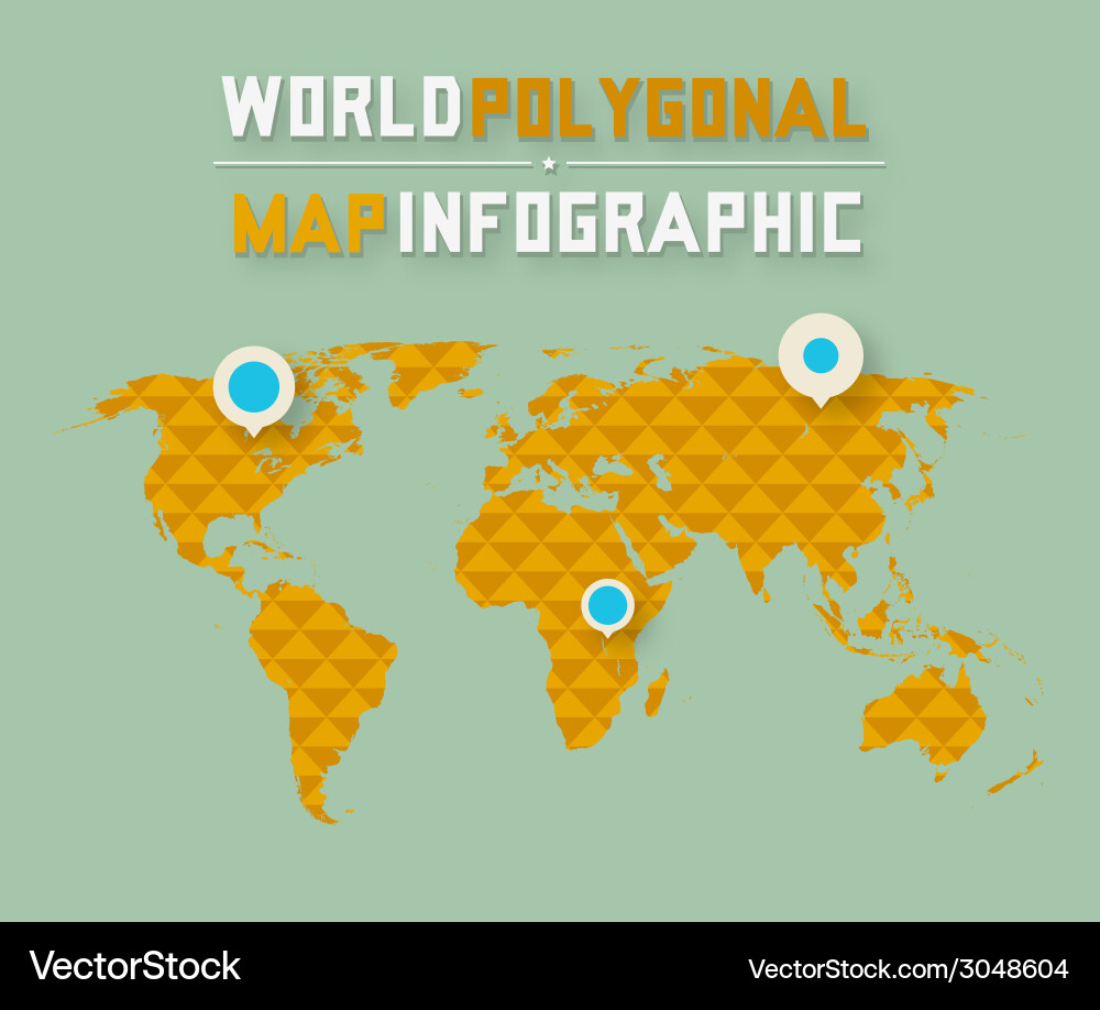 Three dimensional polygonal world map Royalty Free Vector