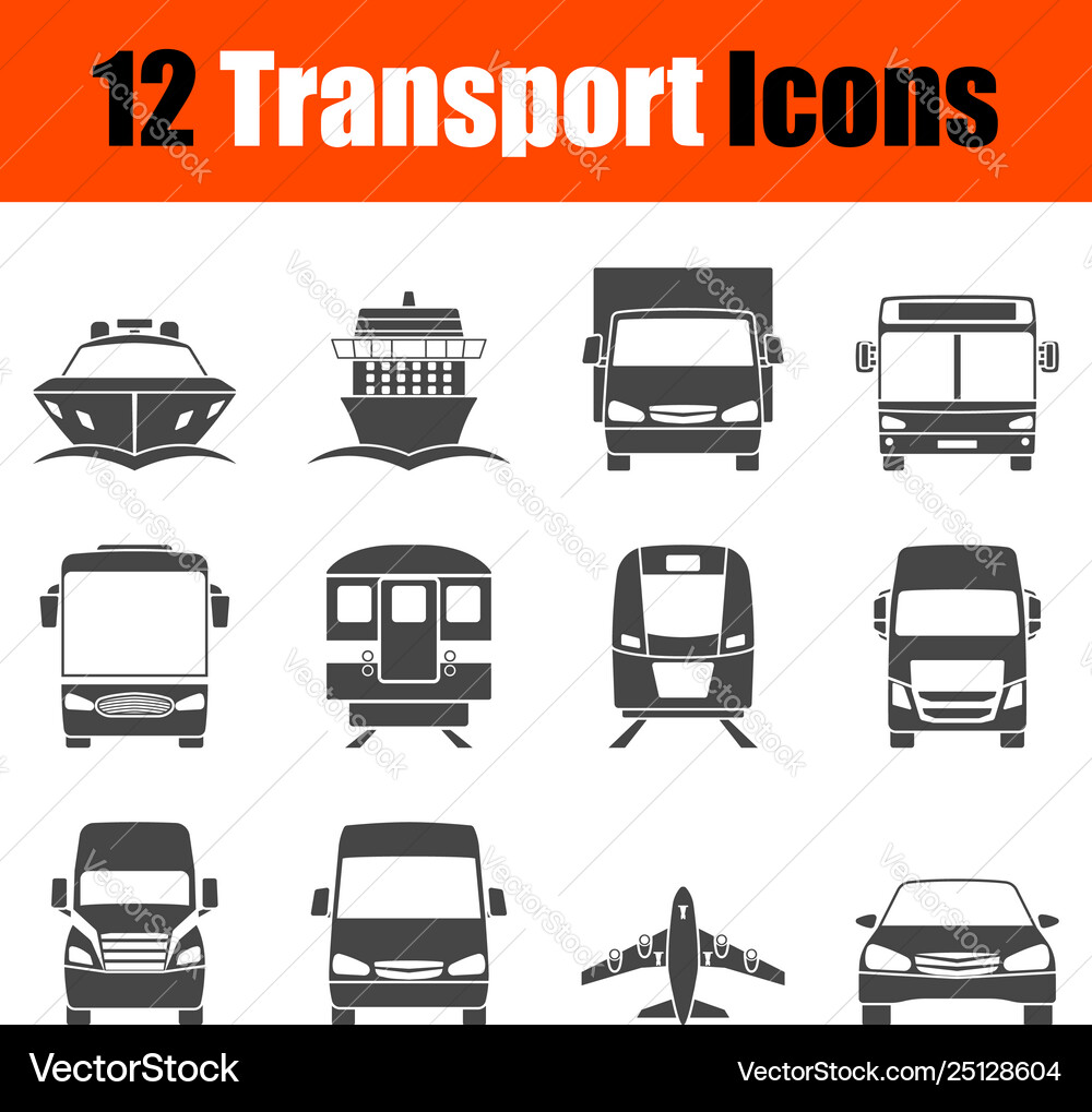 Transportation icon set in front view Royalty Free Vector