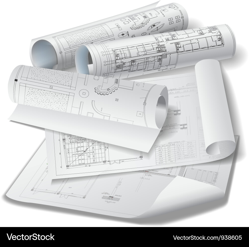 Architectural Blueprint Rolls Royalty Free Vector Image