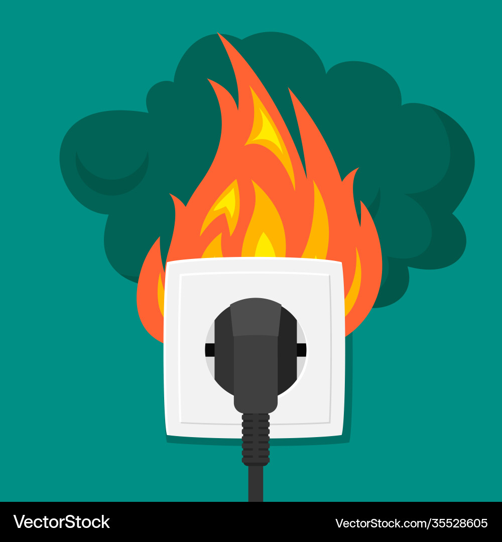 Burning electrical outlet Royalty Free Vector Image