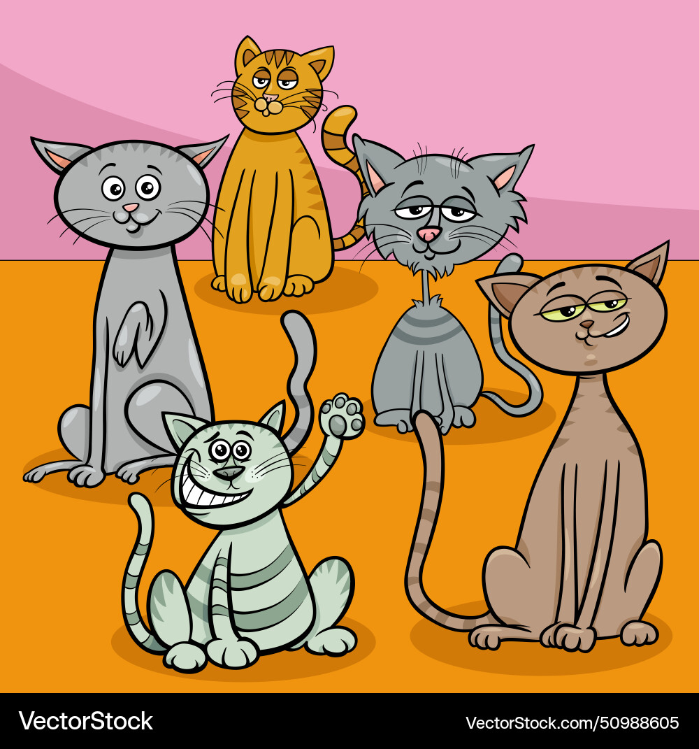 Cats animal characters cartoon Royalty Free Vector Image