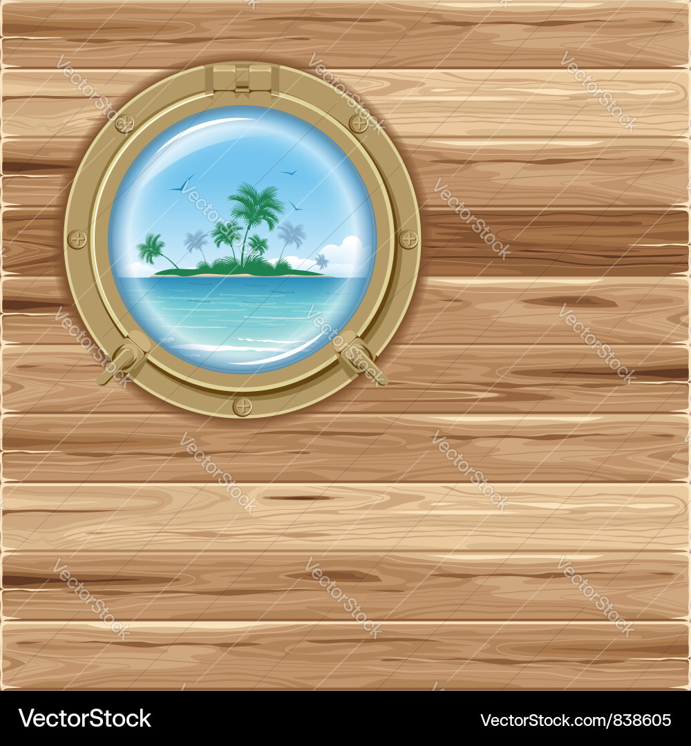 Coastal Seascape Porthole Royalty Free Vector Image
