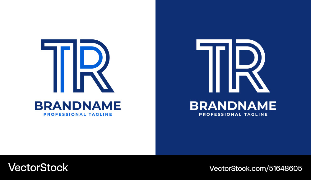 Letters tr line monogram logo suitable Royalty Free Vector