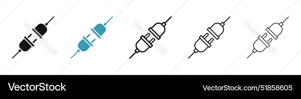 Plug connection icon set in black and blue colors Vector Image