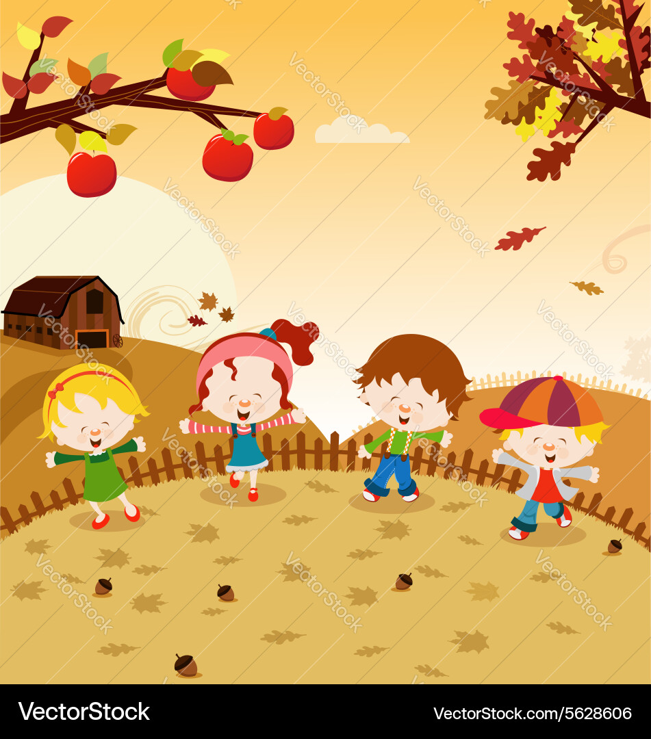 Autumn kids Royalty Free Vector Image - VectorStock