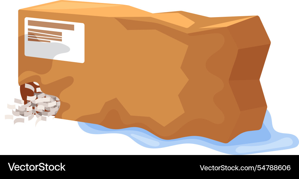 Damaged wet cardboard box Royalty Free Vector Image