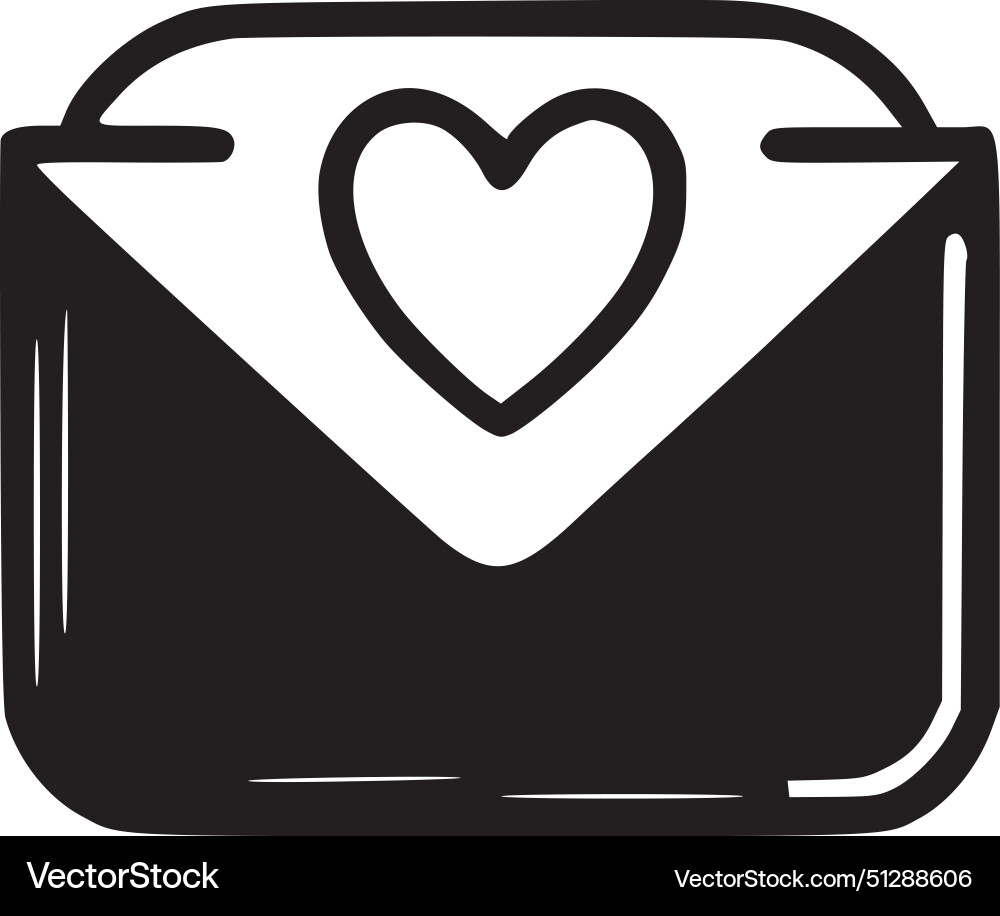 Envelope with heart - minimalist and flat logo Vector Image