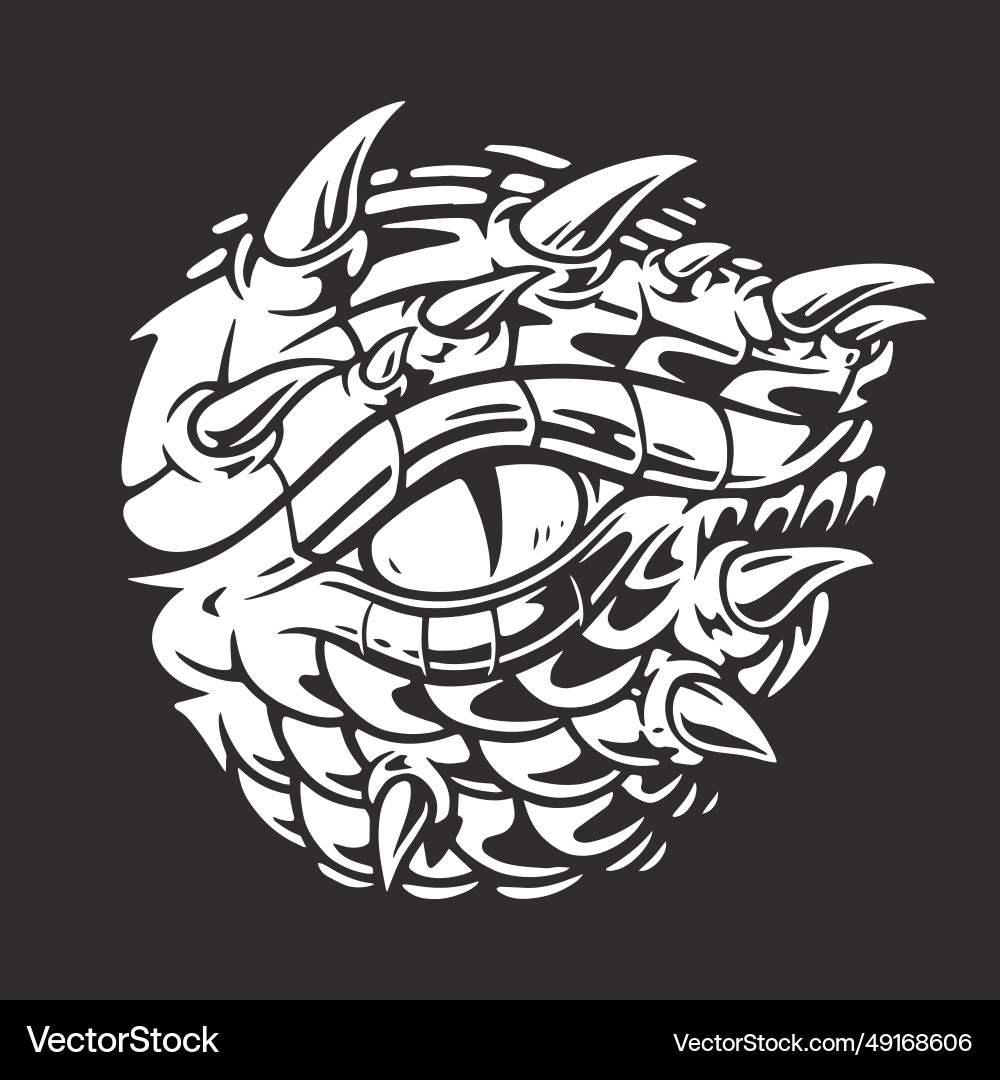 Evil dragon eye monochrome sticker Royalty Free Vector Image