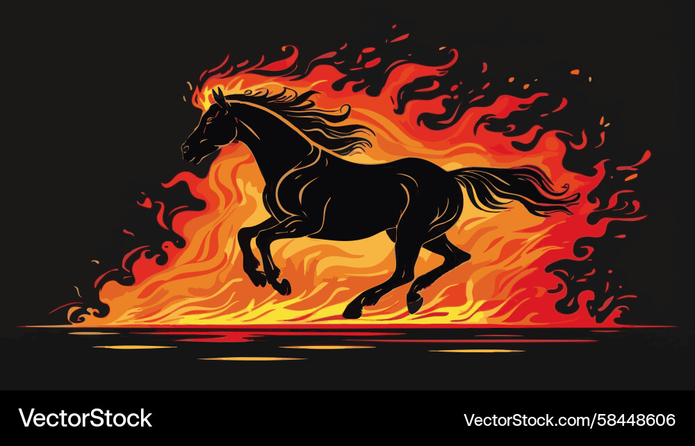 Flaming Horse Silhouette Royalty Free Vector Image
