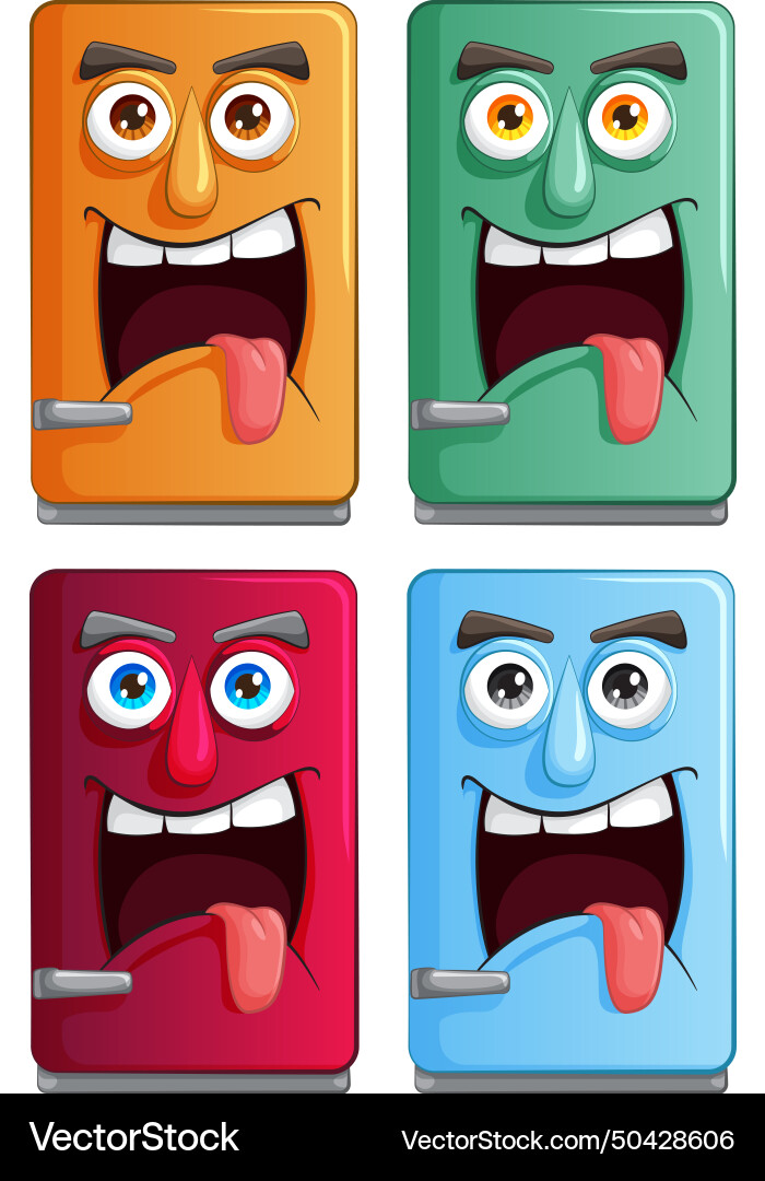 Four books with expressive cartoon faces Vector Image