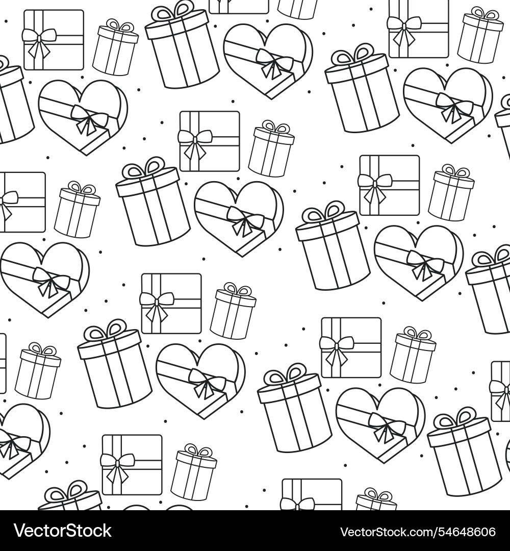 Geschenkbox Muster in schwarzer Kontur Lizenzfreier Vektor