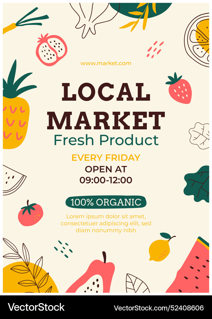 Hand drawn local marketposter template Royalty Free Vector