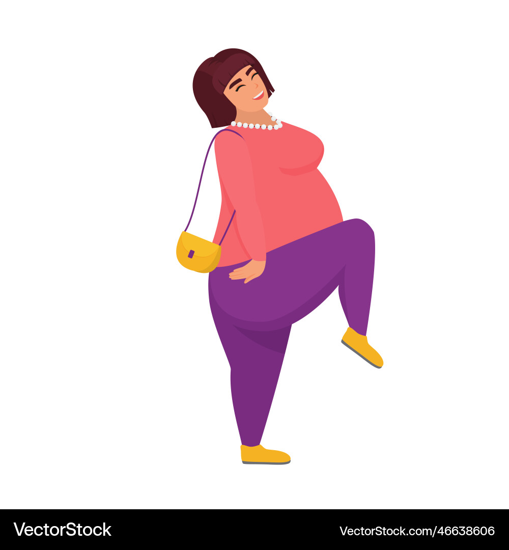 Happy chubby woman Royalty Free Vector Image - VectorStock