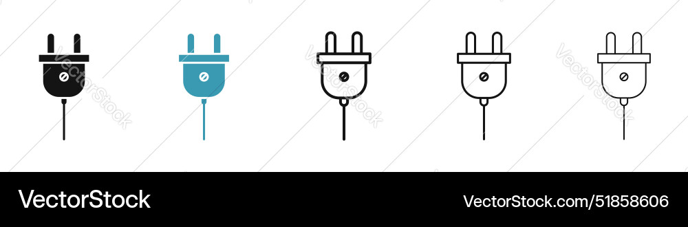 Plug icon set in black and blue colors Royalty Free Vector