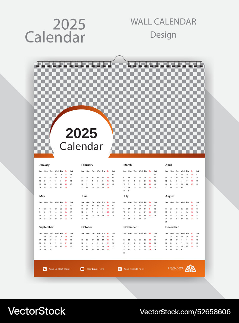 Professional and corporate calendar design 2025 Vector Image