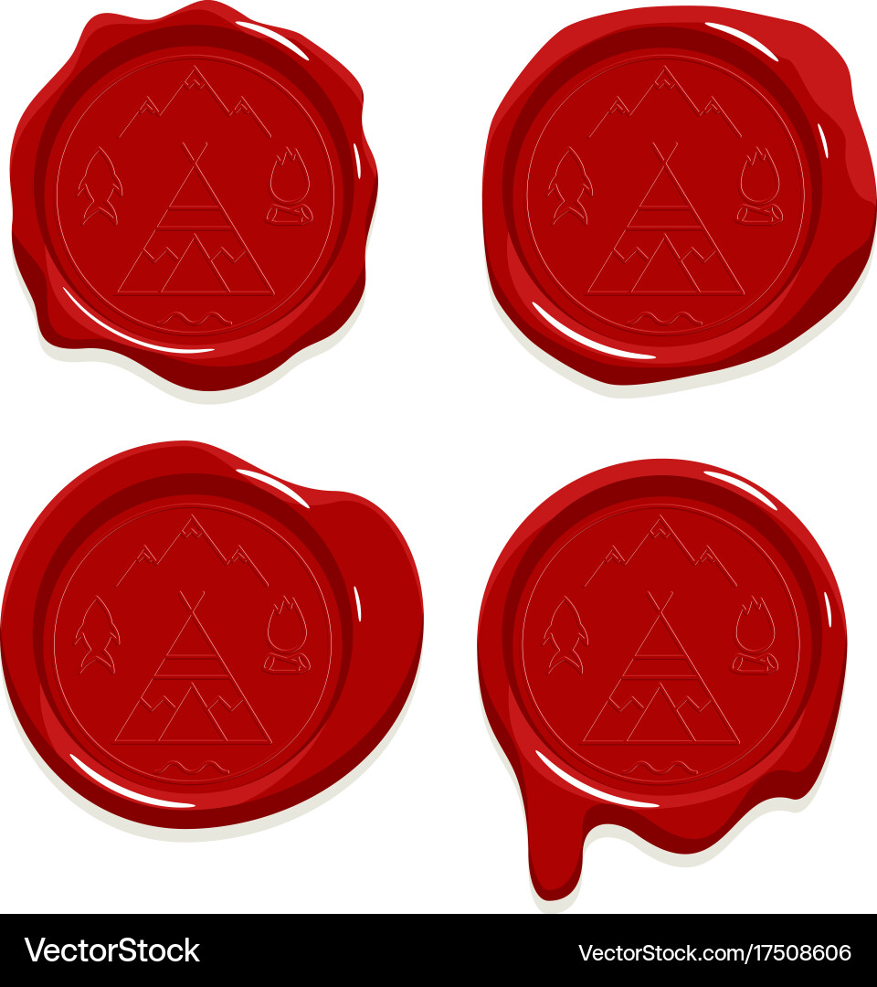 Red Wax Seal Stamp Collection Royalty Free Vector Image