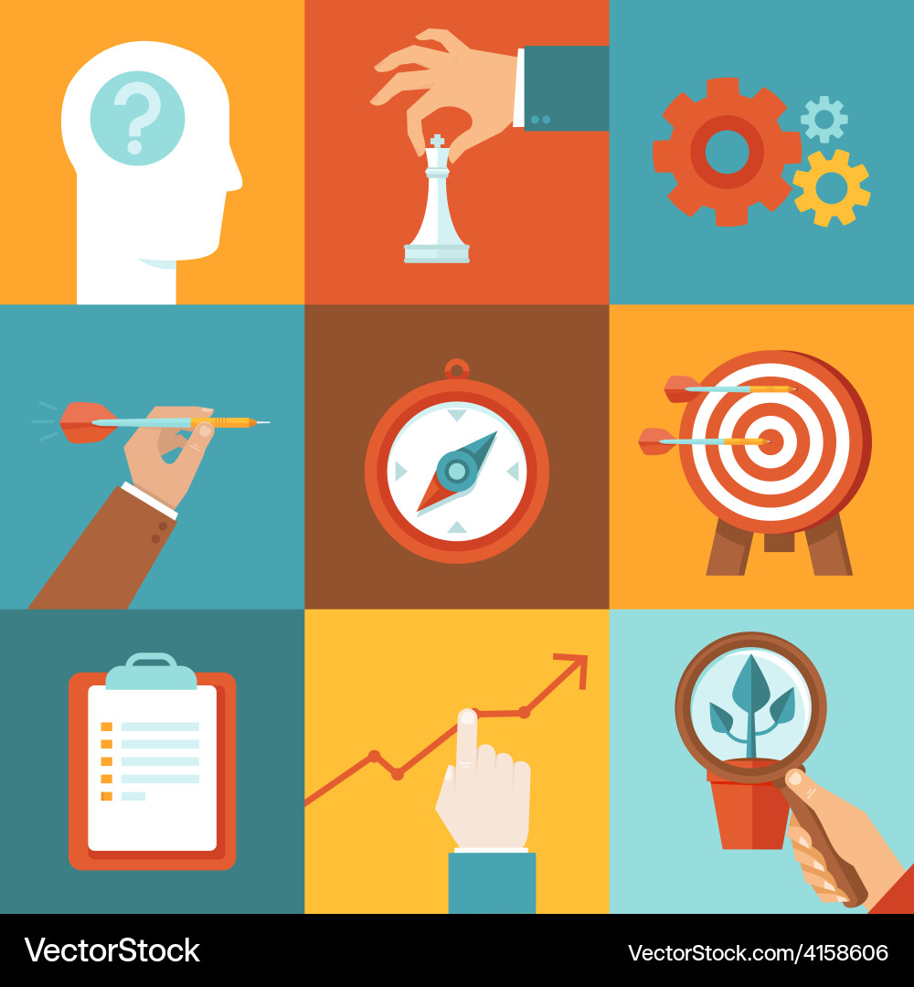 Strategic Planning Icons Royalty Free Vector Image