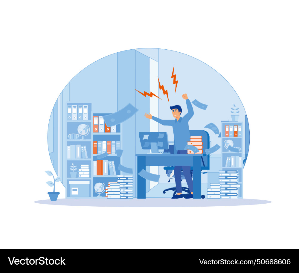 Stress in office concept overworked businessman Vector Image
