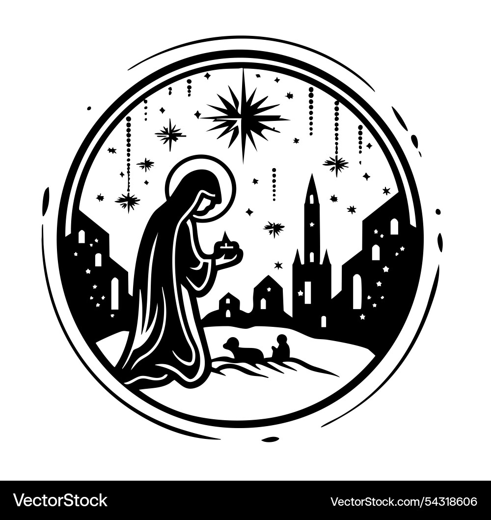 Virgin mary cartoon Royalty Free Vector Image - VectorStock