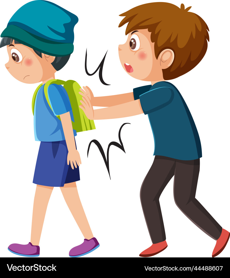 A boy pushing his friend Royalty Free Vector Image