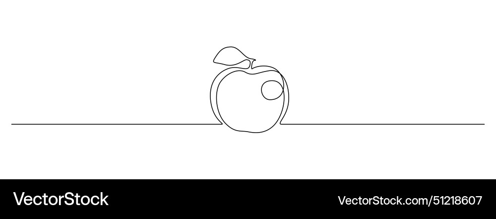 Continuous one line drawing of apple with leaf Vector Image