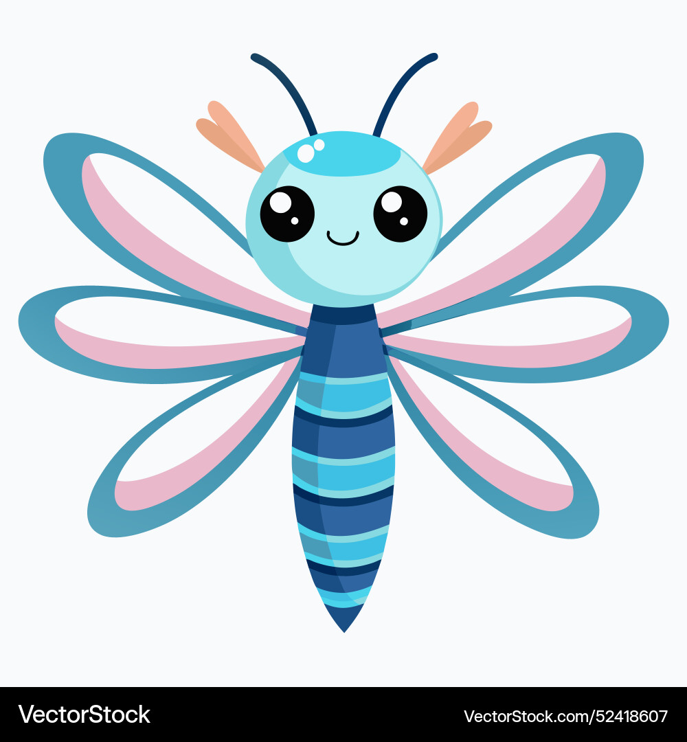 Dragonfly insect stands kawaii Royalty Free Vector Image