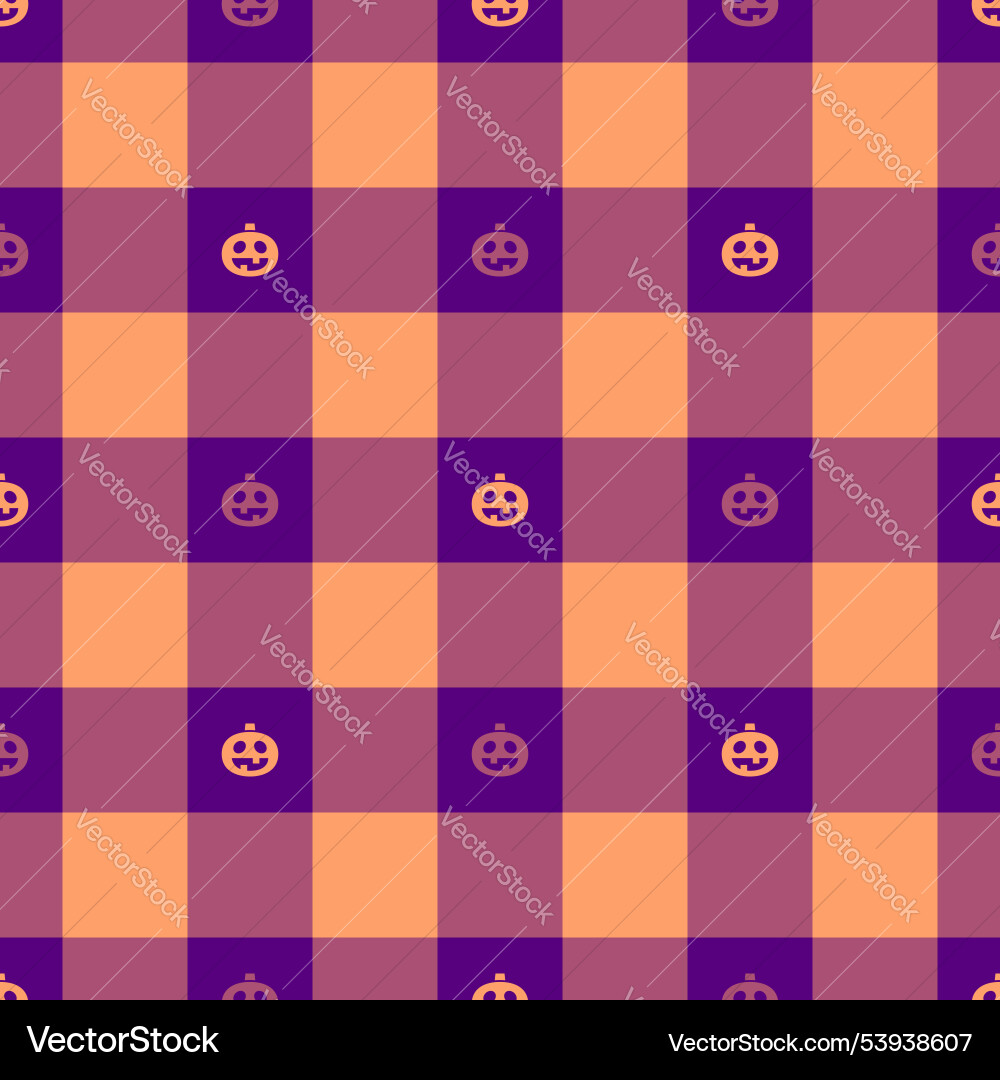 Halloween pattern with plaid stripes and pumpkins Vector Image