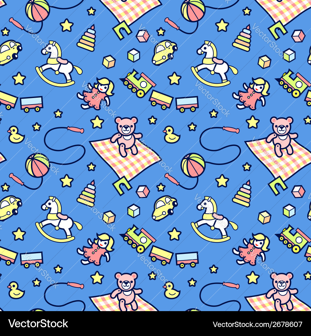 Kid pattern blue Royalty Free Vector Image - VectorStock