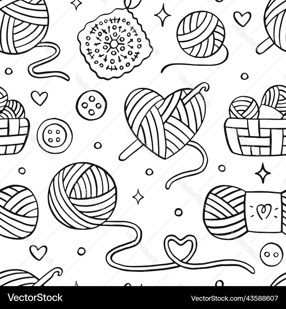 Knitting crochet seamless pattern Royalty Free Vector Image