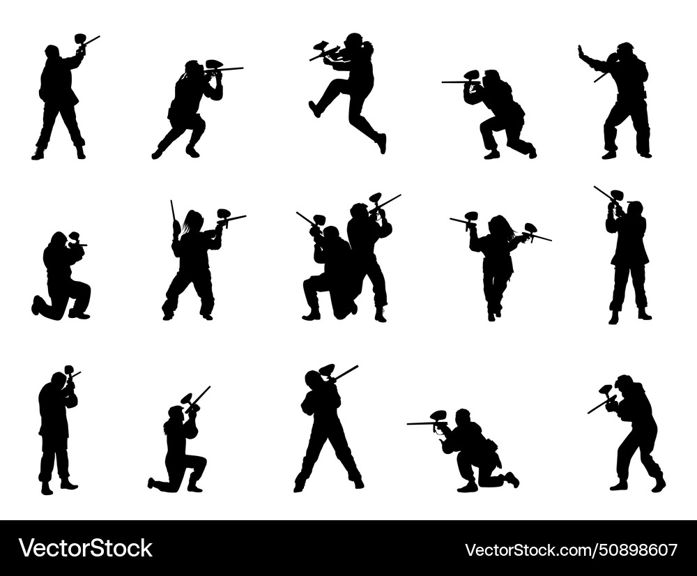 Male and female paintball player silhouettes Vector Image Male and female paintball player silhouettes Vector Image