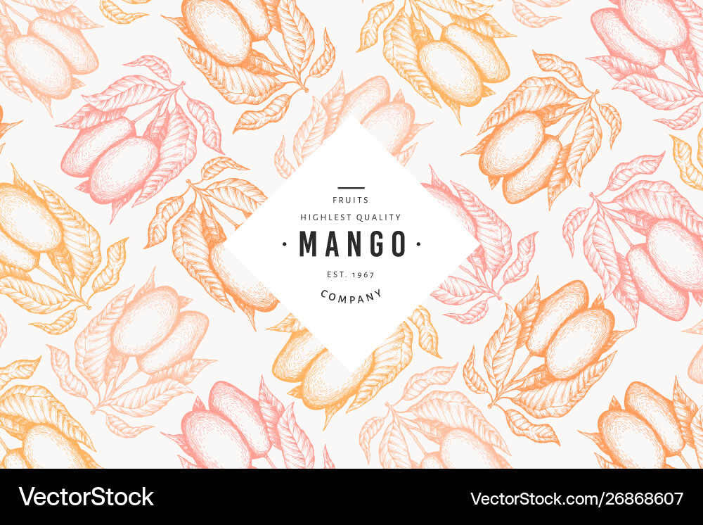 Mango design template hand drawn tropic fruit Vector Image