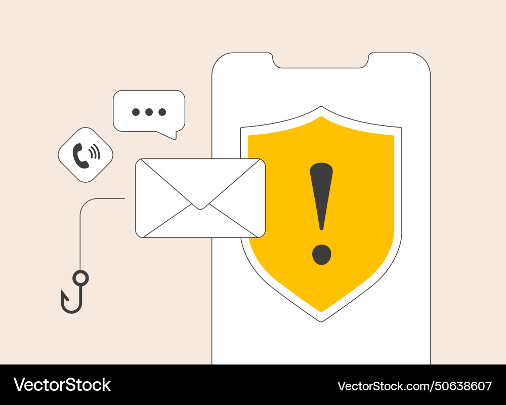 Mobile fraud alert cybersecurity visuals e Vector Image