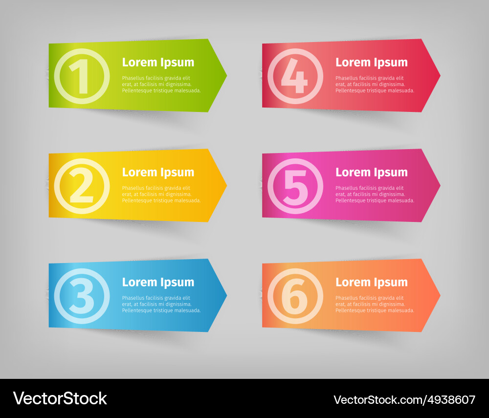 Numbering in colored 3d stickers Royalty Free Vector Image