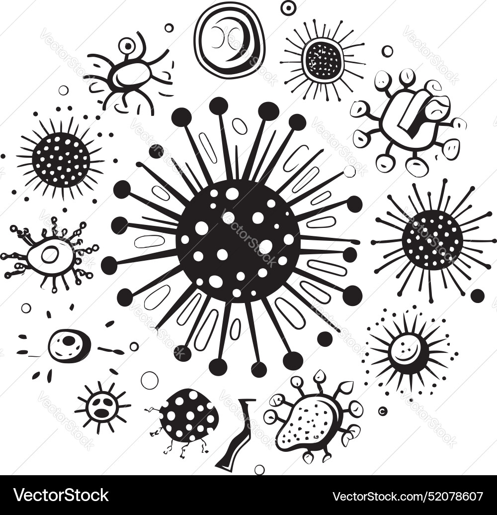 Virulent variations logo featuring virus Vector Image
