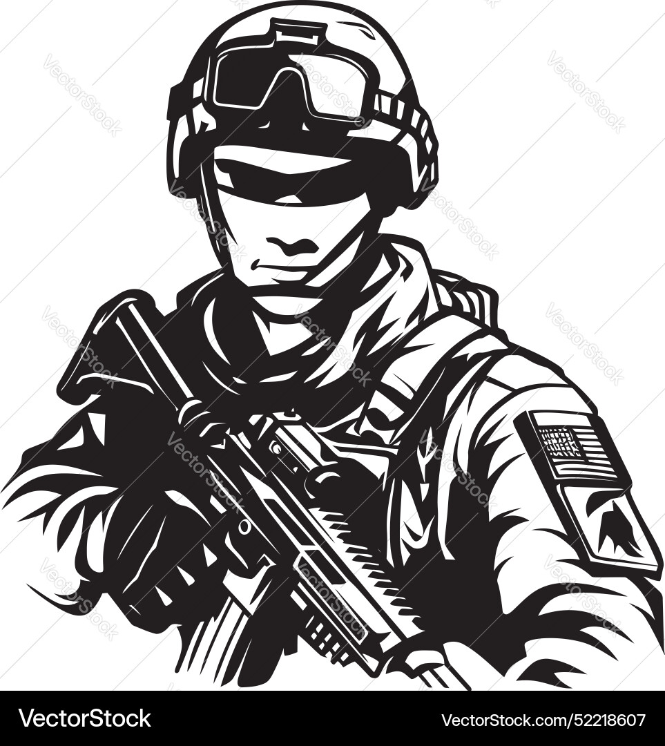 Warrior whispers combat soldier glyph emblem Vector Image