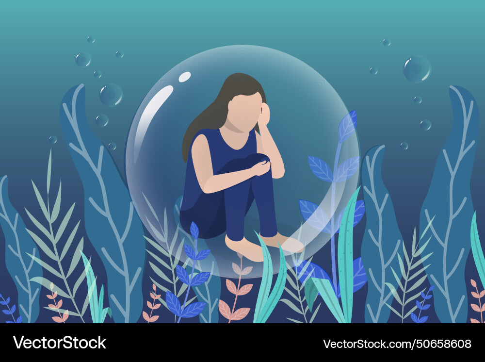 3d isometric flat of lonely Royalty Free Vector Image