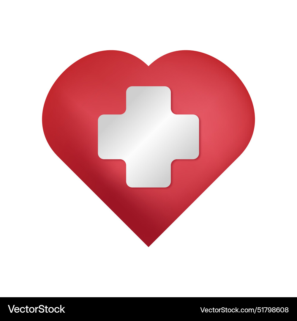 A red heart with medical plus sign inside Vector Image
