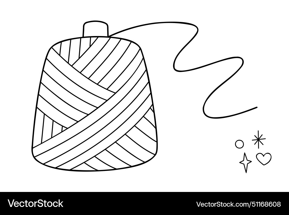 Bobbin of yarn doodle outline black and white Vector Image