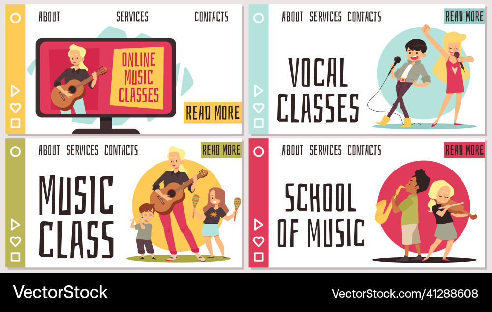 Kids playing music instruments with teacher Vector Image