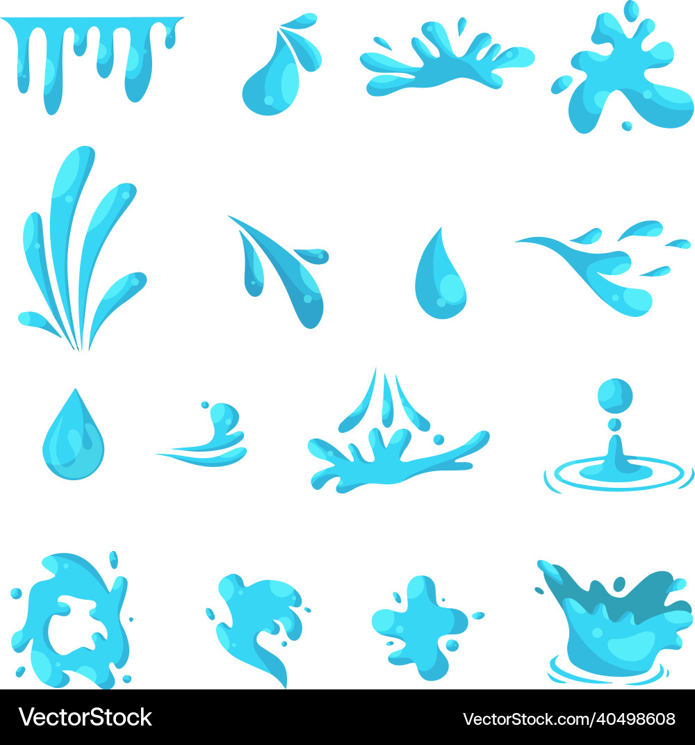 Water splashes set Royalty Free Vector Image - VectorStock