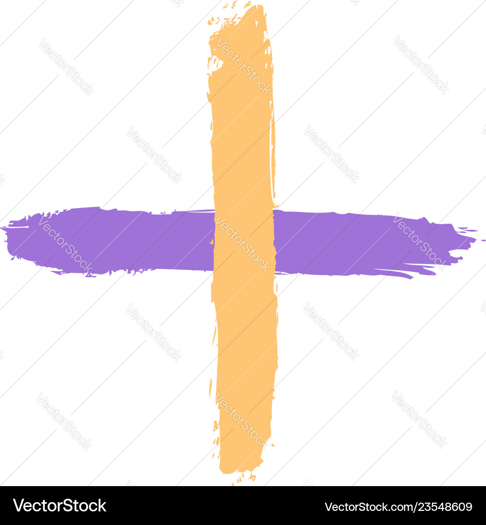 Brushstroke plus sign Royalty Free Vector Image