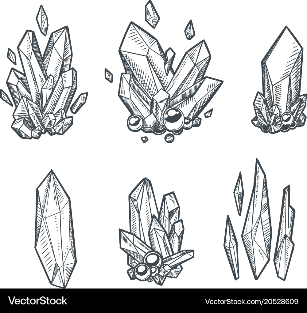 Hand Drawn Crystal Set Royalty Free Vector Image