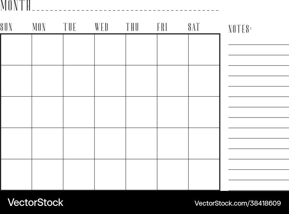 Monthly calendar Royalty Free Vector Image - VectorStock