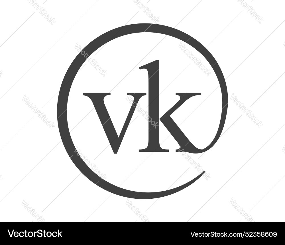 Vk logo from two letter with circle shape email Vector Image