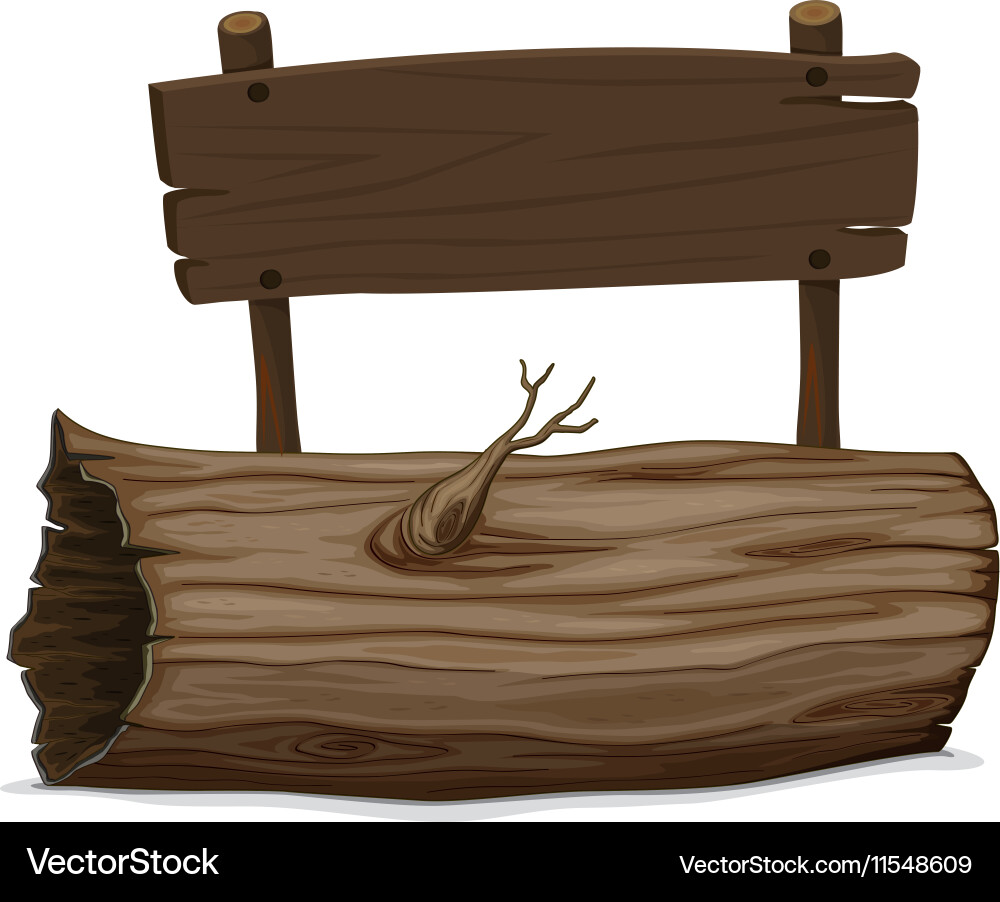 Wooden log and sign Royalty Free Vector Image - VectorStock