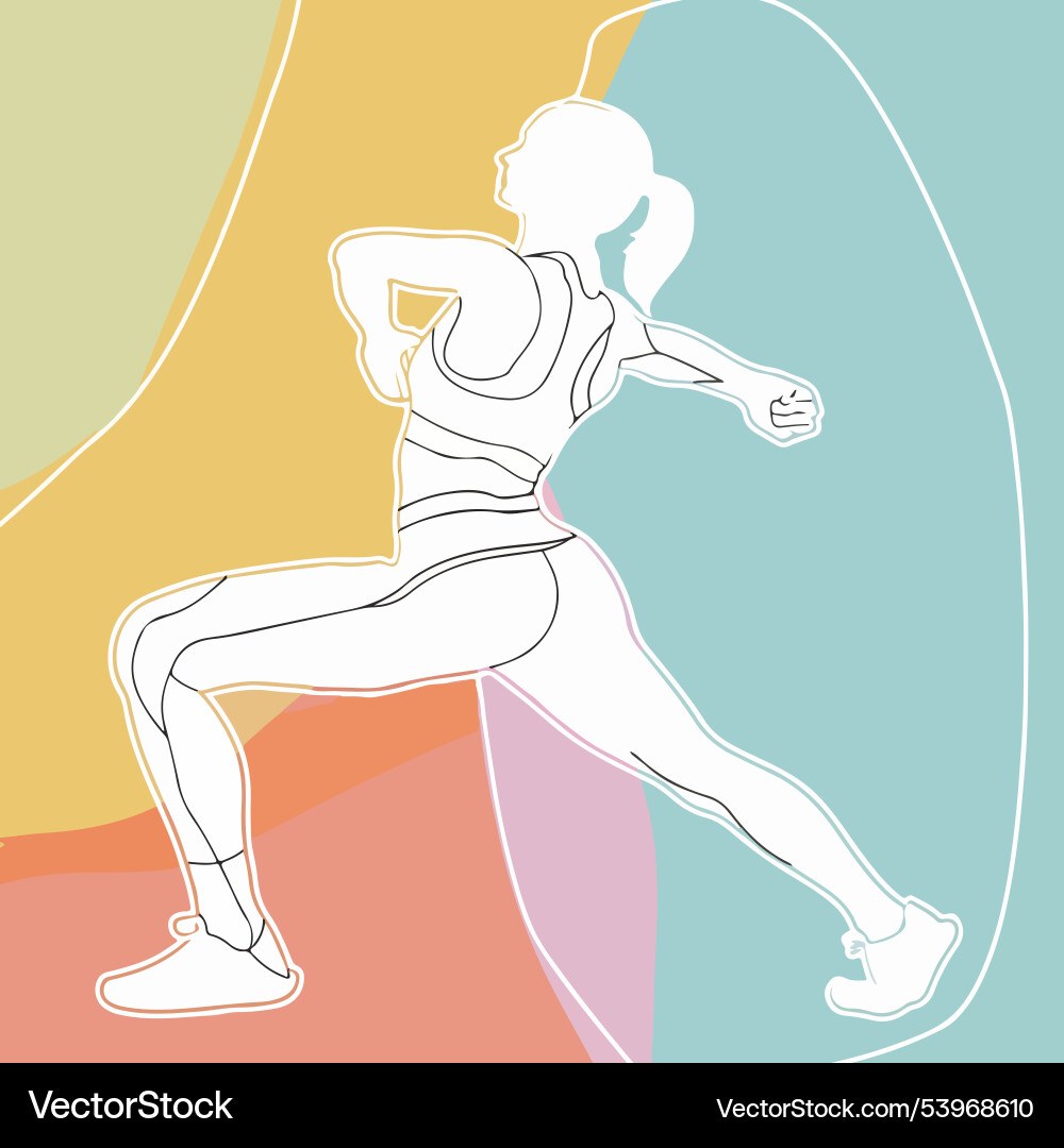Athletic woman running outline Royalty Free Vector Image